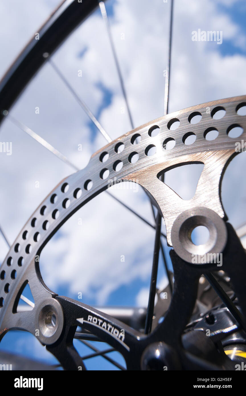 steel metal disc brake on road bike giving great sharp breaking ...