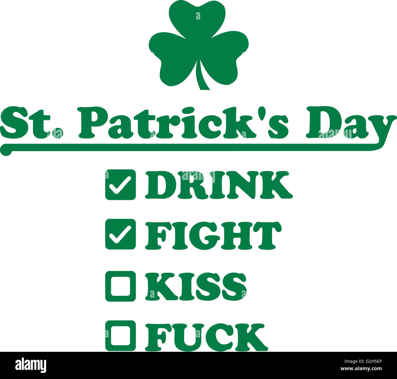 St. Patrick's Day Checklist for party Stock Photo - Alamy