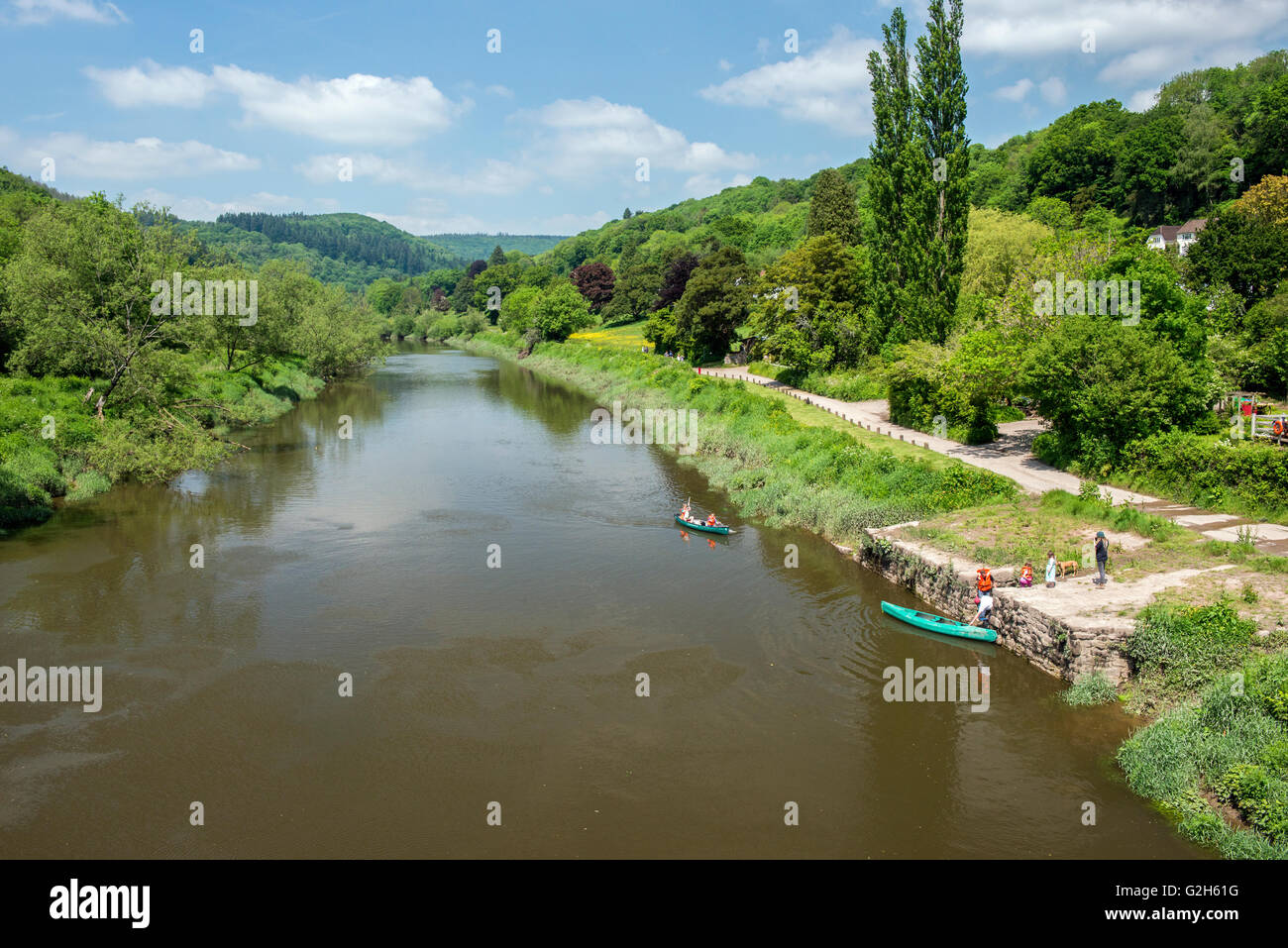The River Wye at Brockweir Bridge, straddling the Wales and England ...