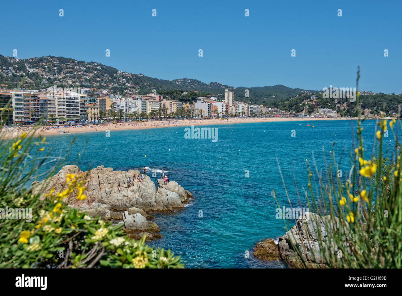 Panoramic view of Lloret de Mar, popular tourist destination city in ...