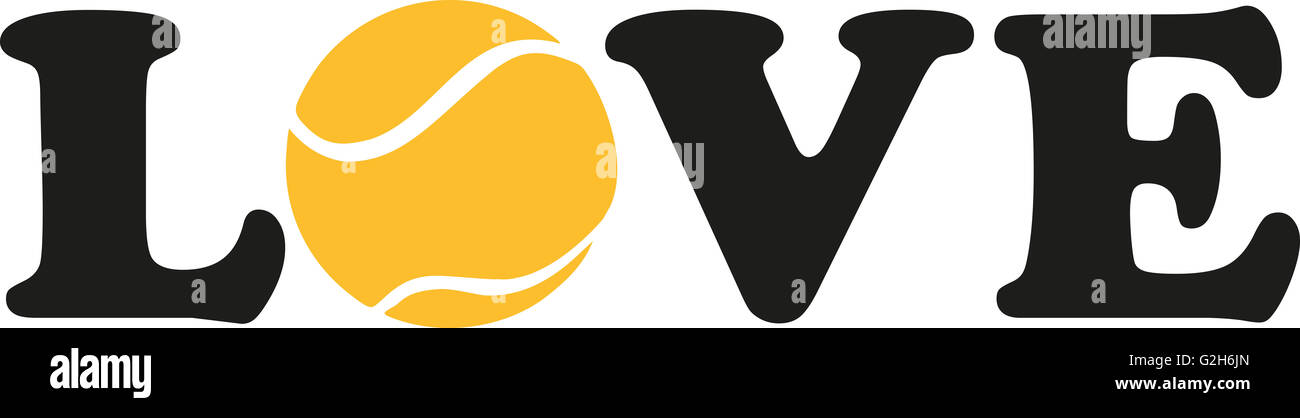Tennis love with yellow ball Stock Photo - Alamy