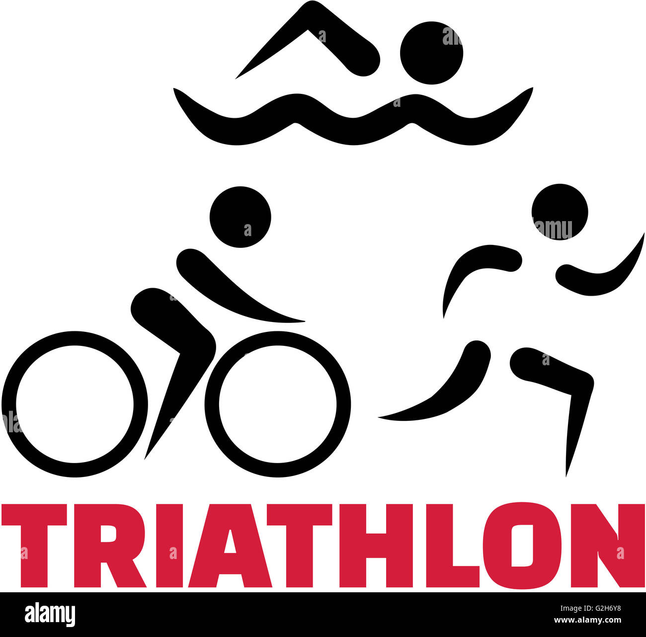 Triathlon symbols with word Stock Photo - Alamy