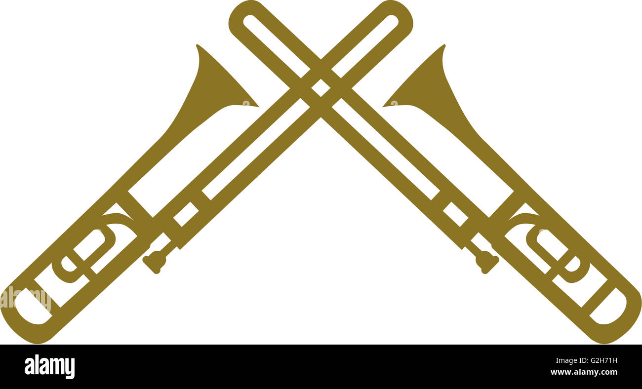 Two trombones crossed Stock Photo - Alamy