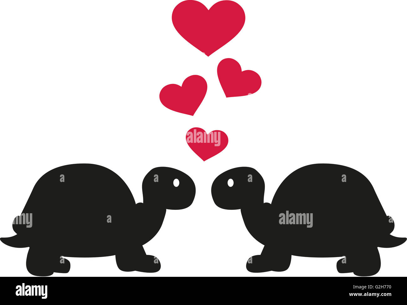 Two turtles in love with hearts Stock Photo - Alamy