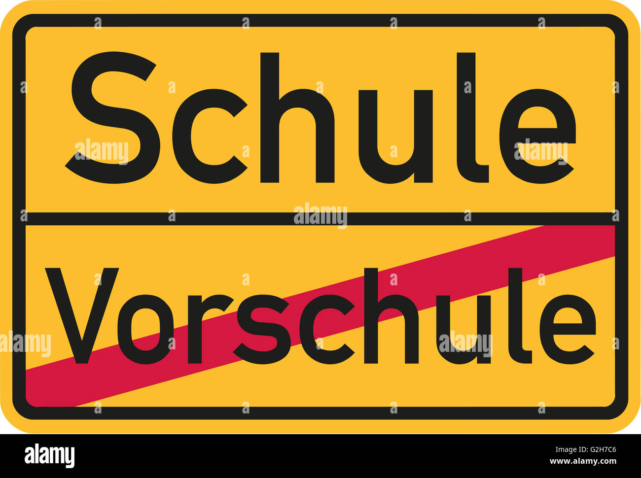 From pre school to elementary school - german sign Stock Photo - Alamy