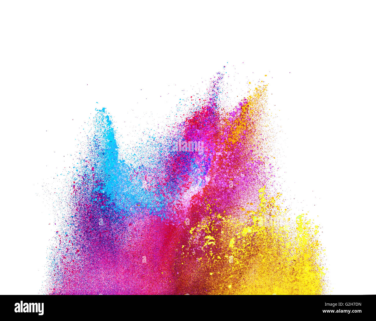 Colored exploding powder isolated on white background Stock Photo - Alamy