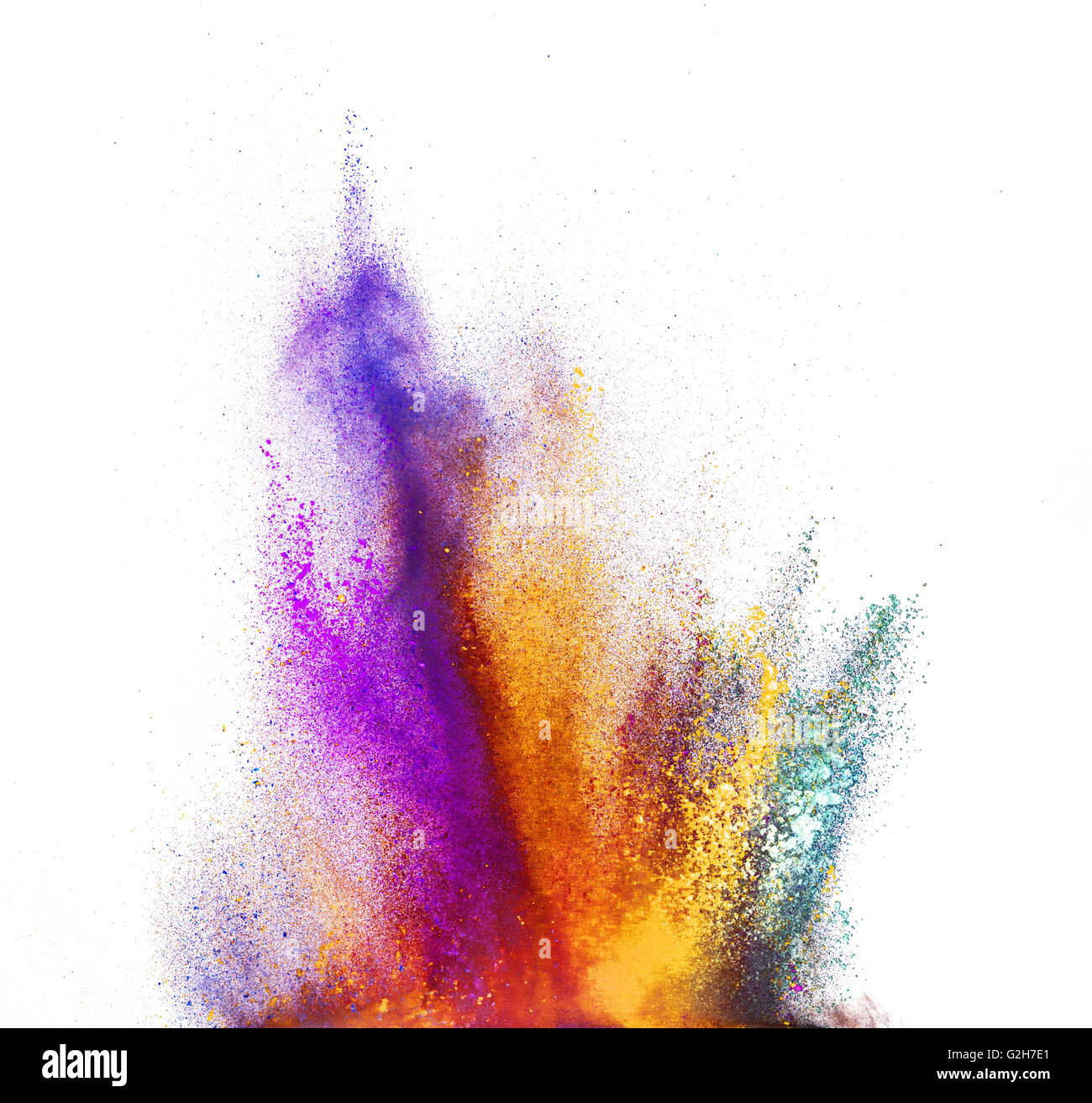 Colored exploding powder isolated on white background Stock Photo - Alamy