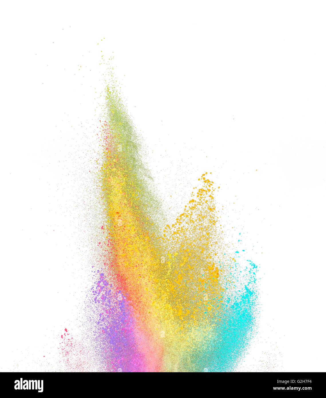 Colored exploding powder isolated on white background Stock Photo - Alamy