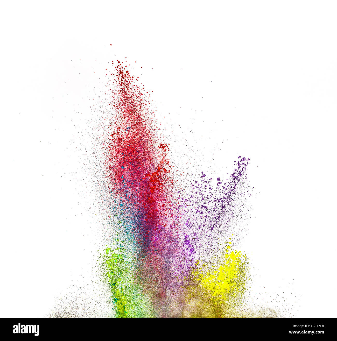 Colored exploding powder isolated on white background Stock Photo - Alamy