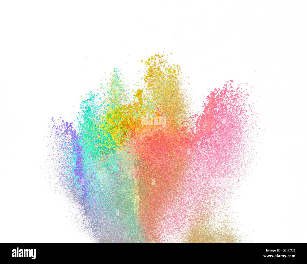 Colored exploding powder isolated on white background Stock Photo - Alamy