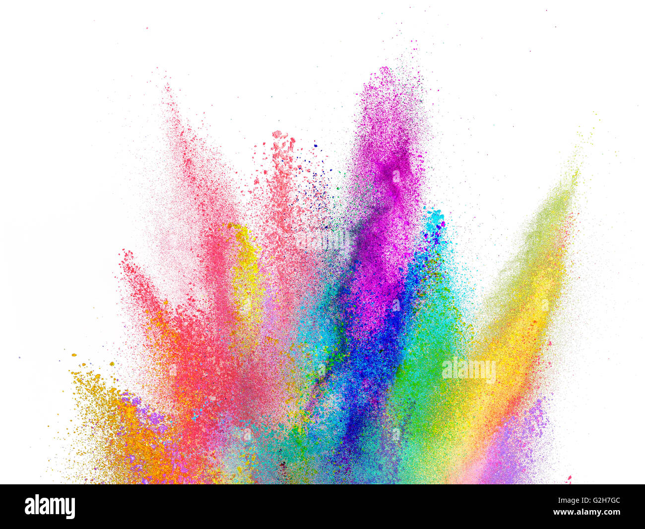 Colored exploding powder isolated on white background Stock Photo - Alamy