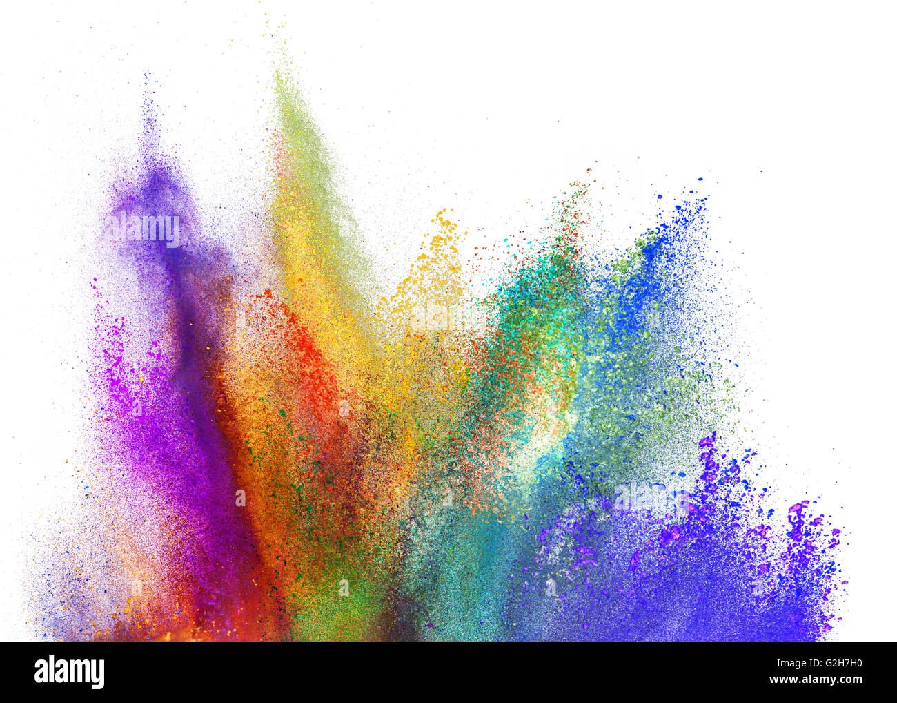 Colored exploding powder isolated on white background Stock Photo - Alamy