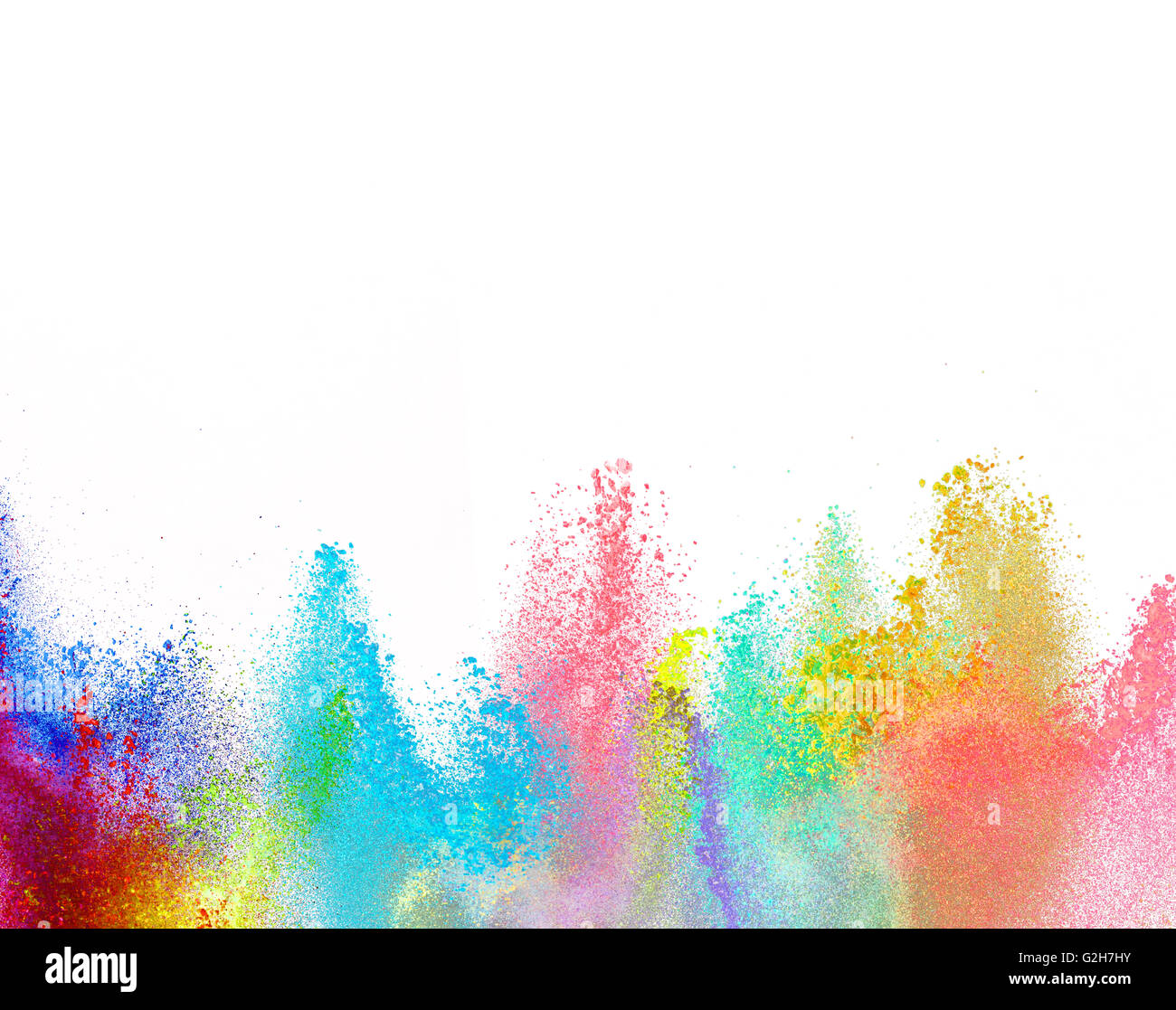 Colored exploding powder isolated on white background Stock Photo - Alamy