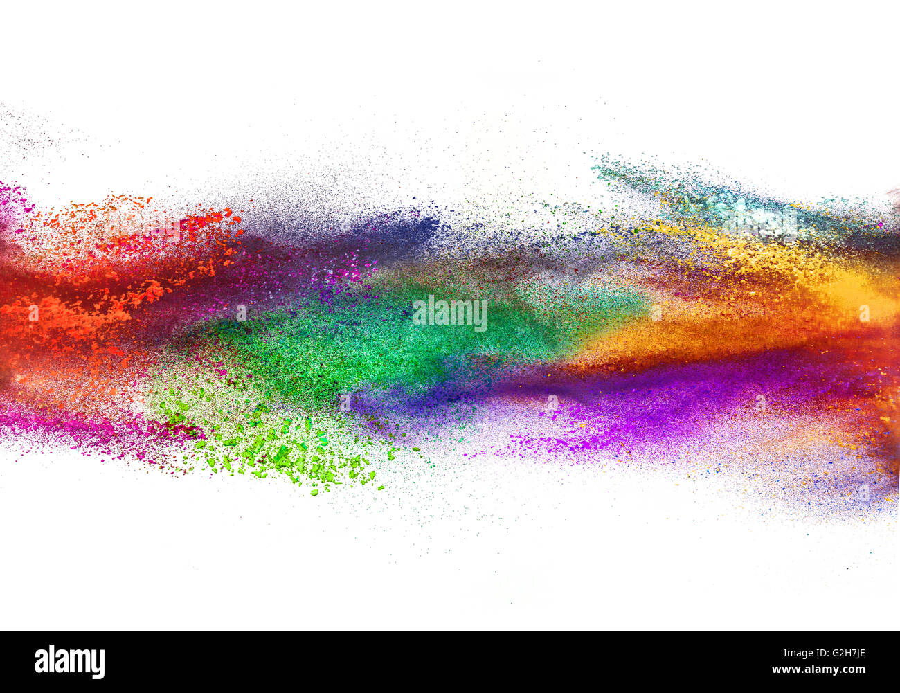 Colored exploding powder isolated on white background Stock Photo - Alamy