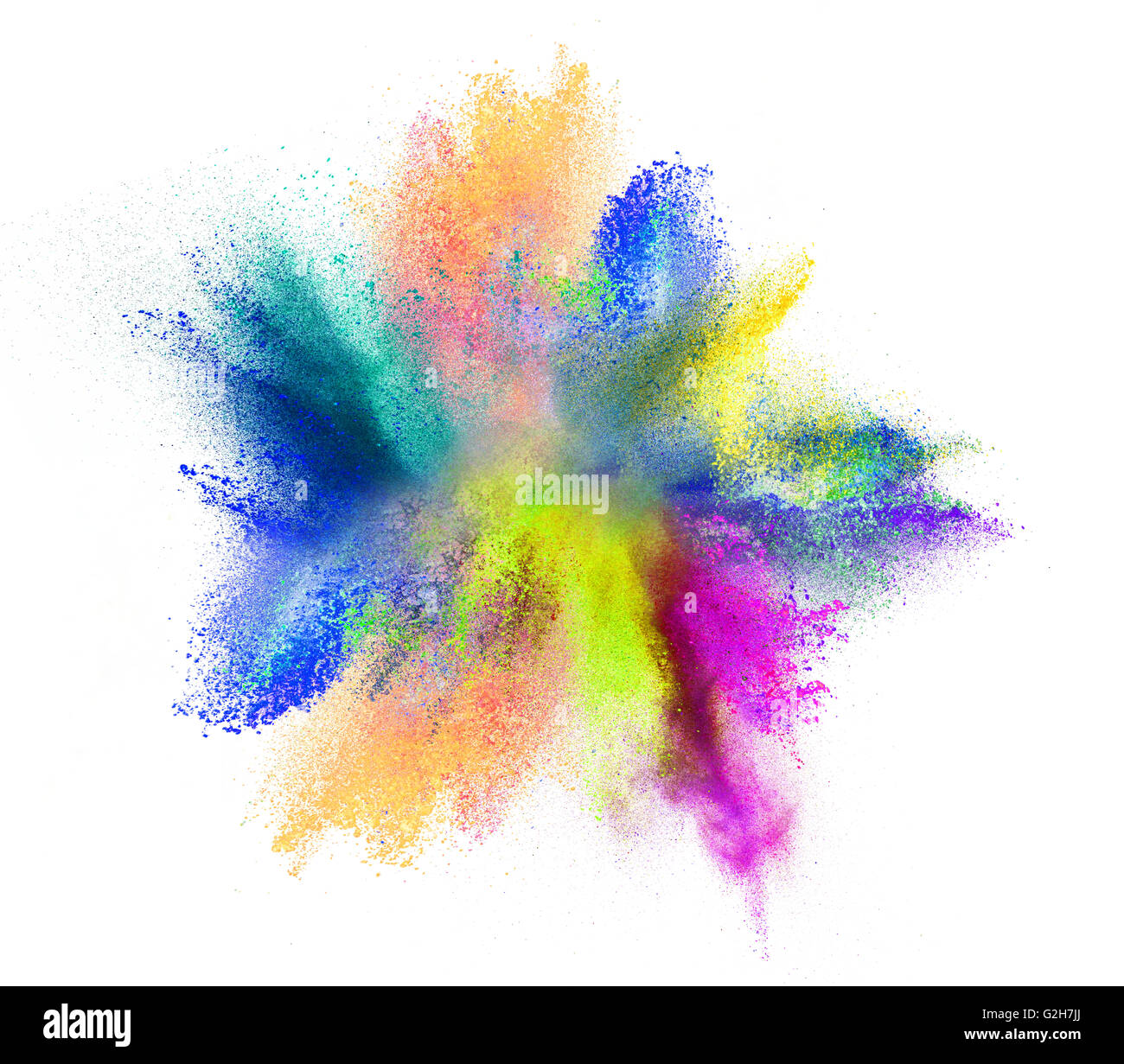 Explosion of colored powder, isolated on white background Stock Photo ...