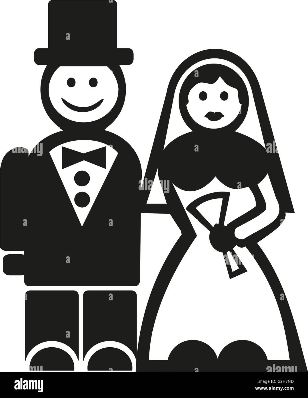Cute groom and bride icon Stock Photo - Alamy