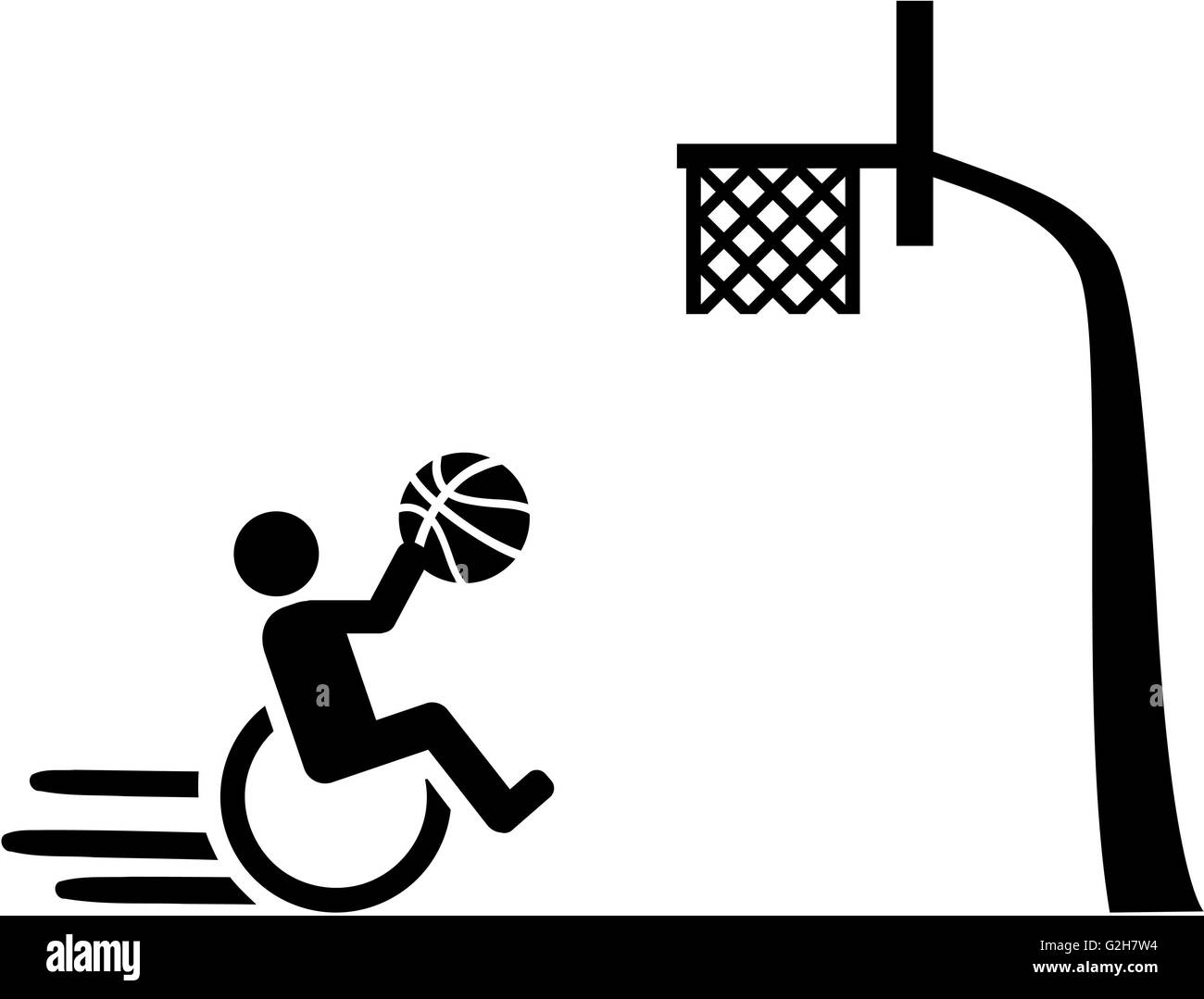 Wheelchair basketball with basket pictogram Stock Photo - Alamy