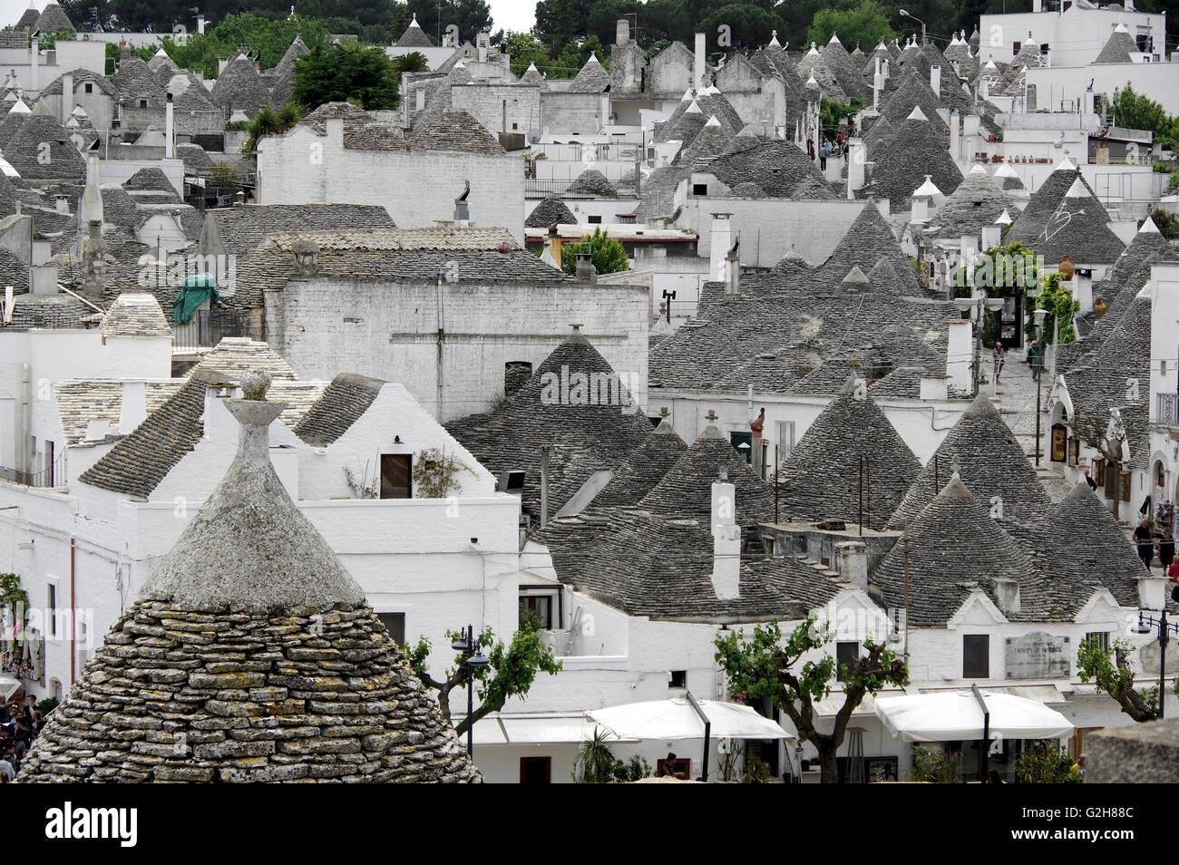 Iconic conical roofs of the Trulli houses in Alberobello, a UNESCO ...