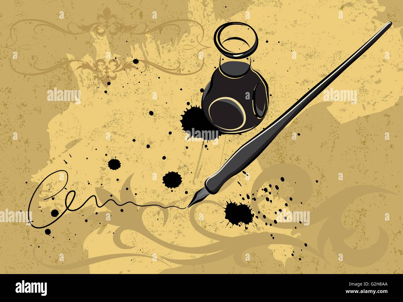 Old fashioned script writing Stock Vector Images - Alamy