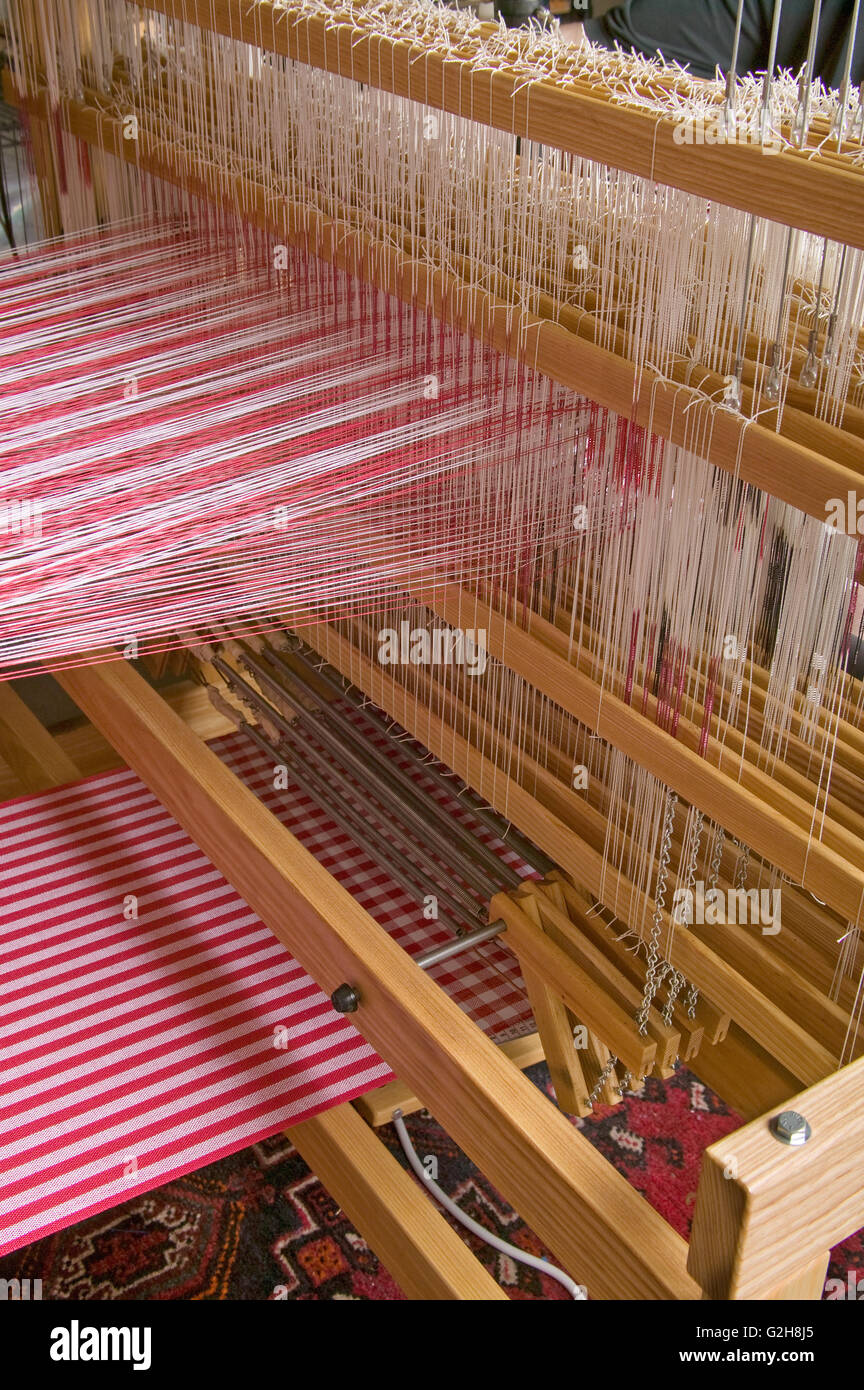 Inside of a AVL 16 shaft dobby loom, showing both the thread going in ...