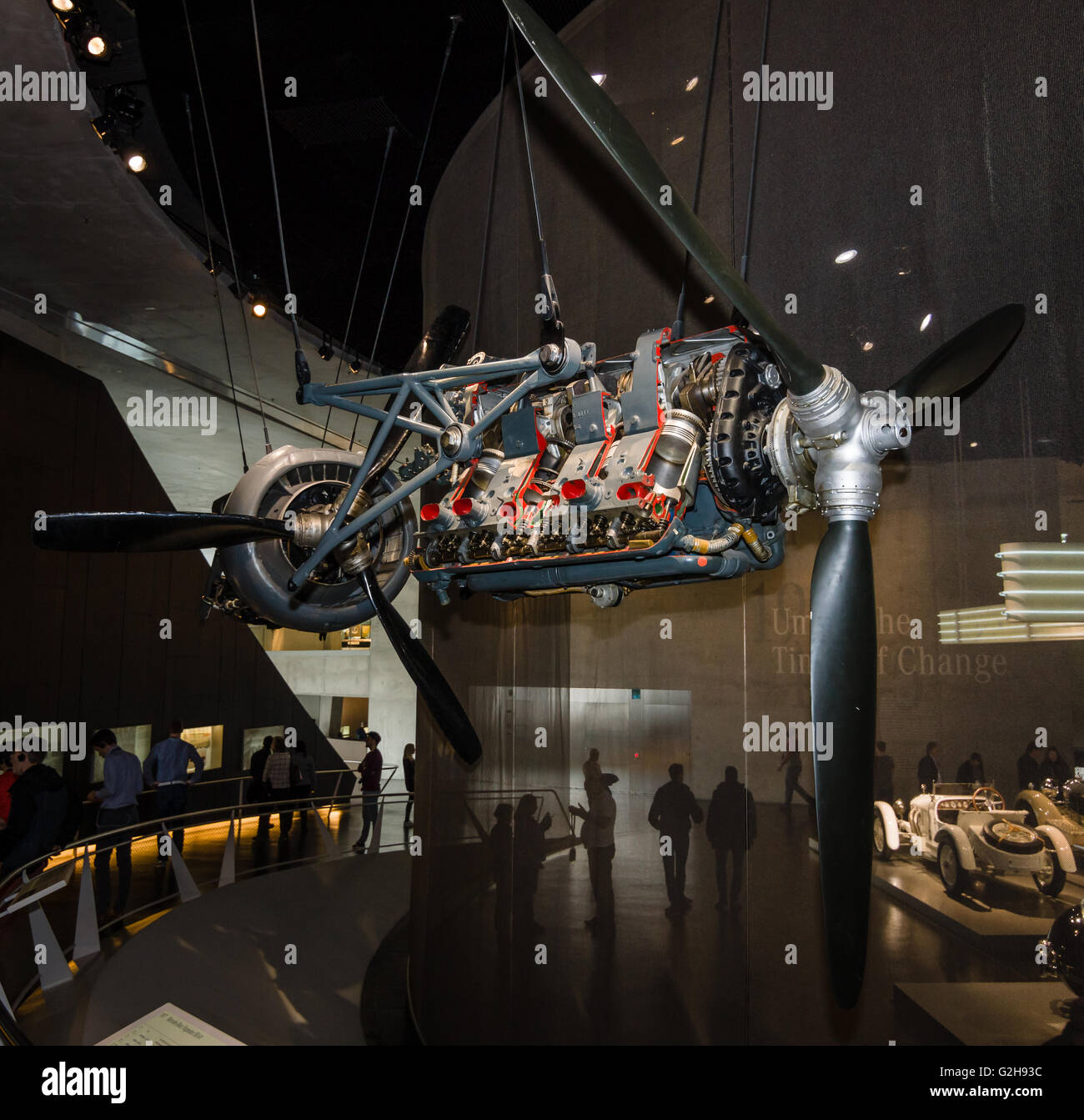 STUTTGART, GERMANY- MARCH 19, 2016: Mercedes-Benz DB601 aero engine ...