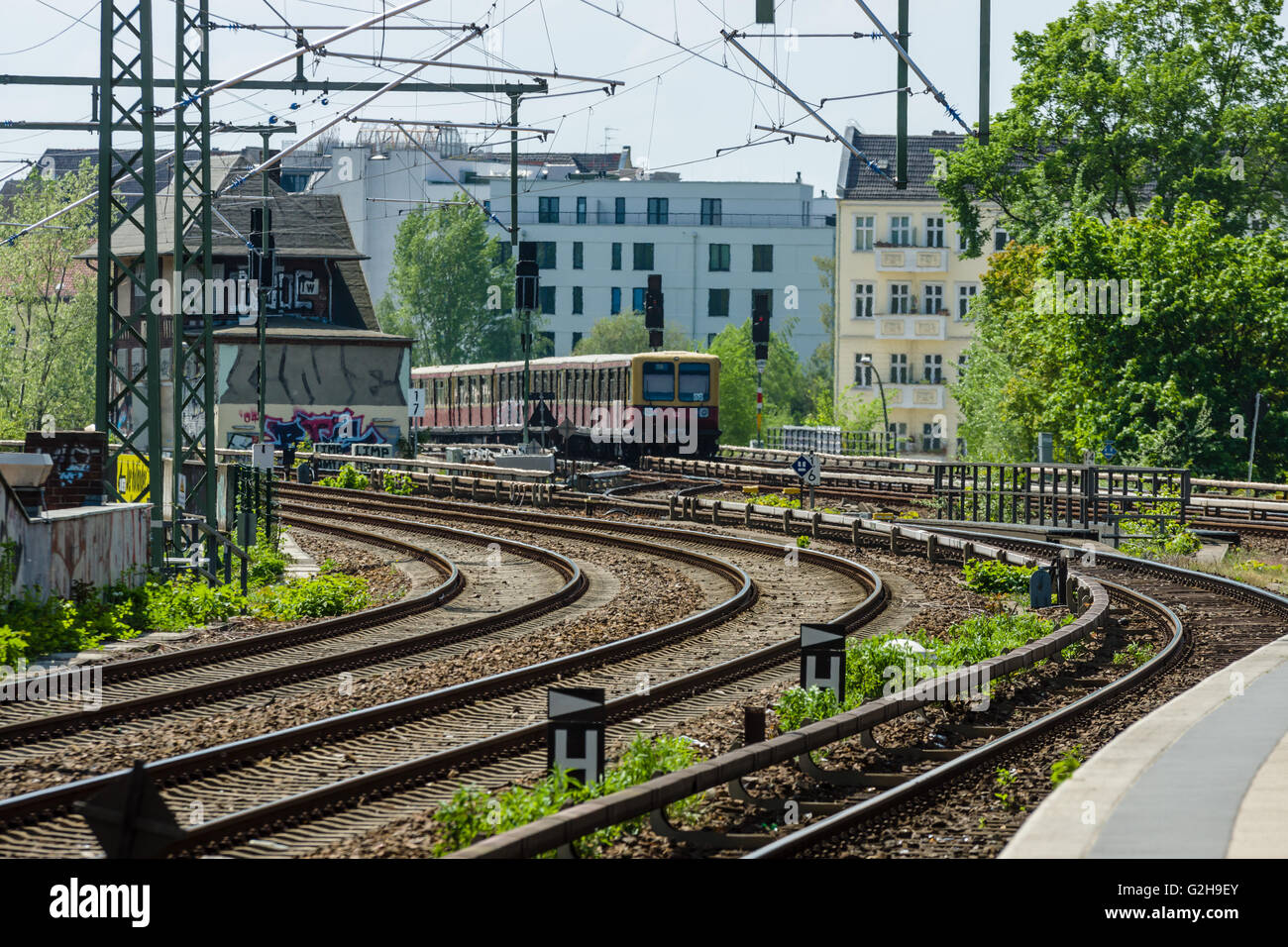 BERLIN - MAY 08, 2016: S-Bahn train platform. The Berlin S-Bahn is a ...