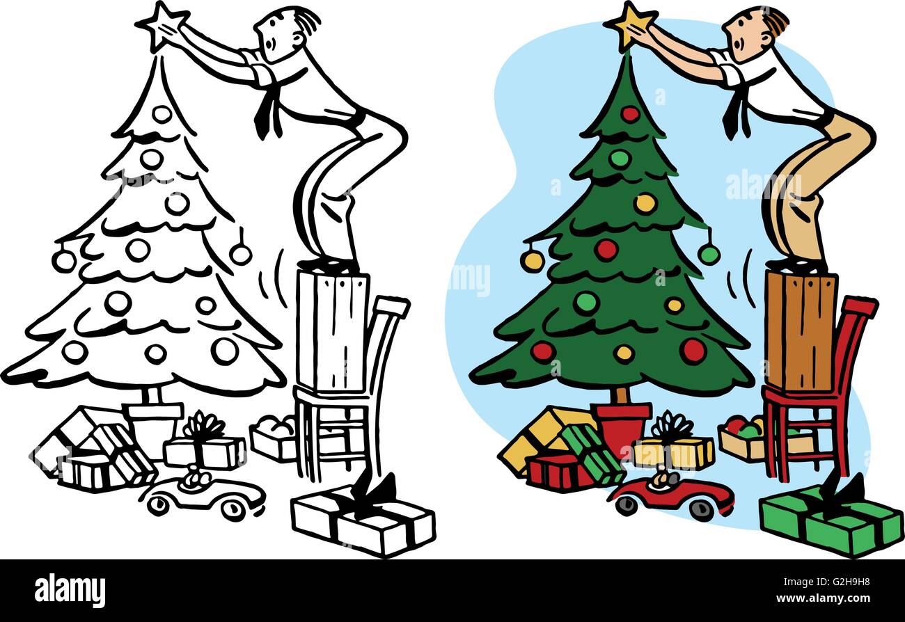 Christmas tree vintage illustration Stock Vector Images - Alamy