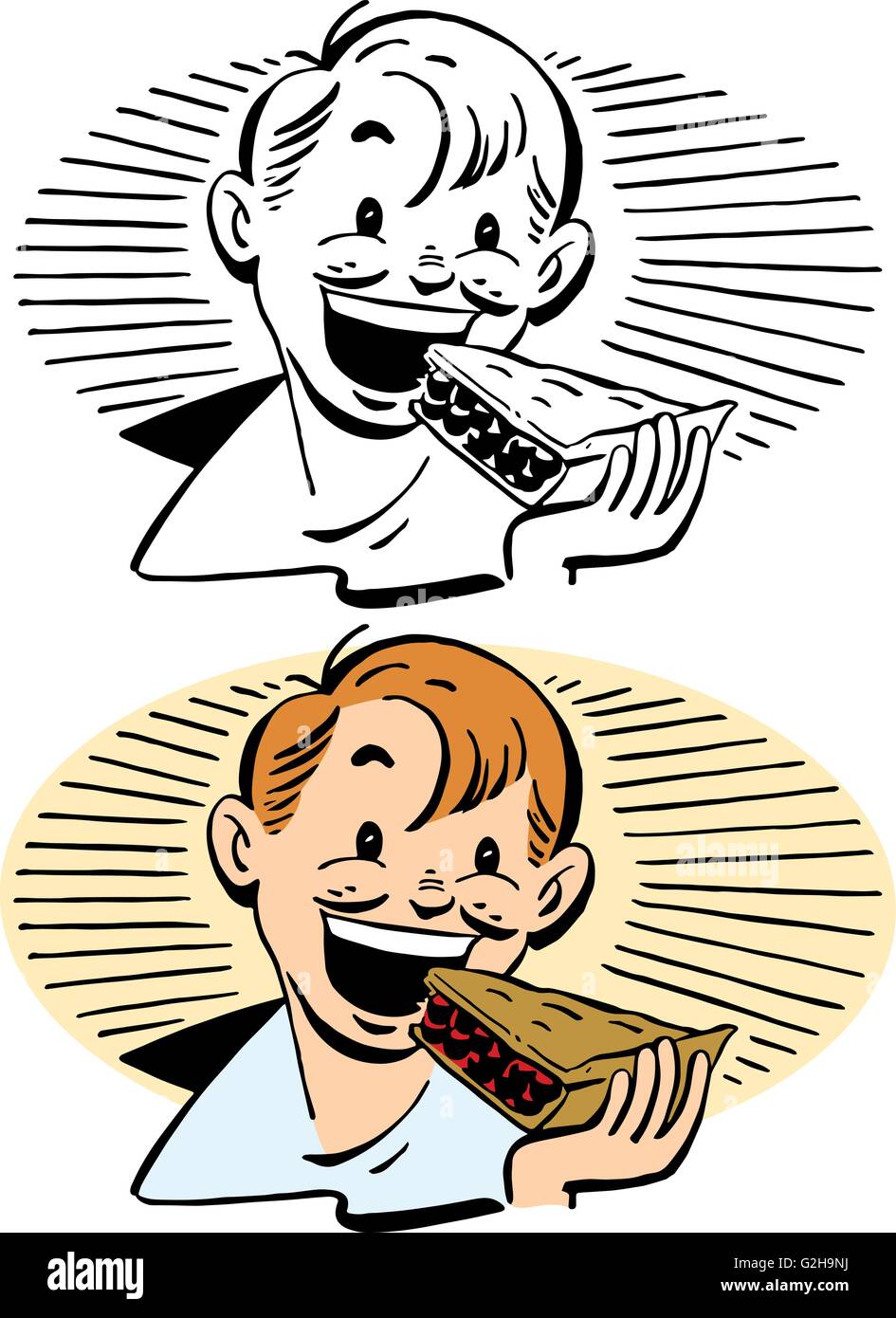 Boy eating a slice of pie Stock Vector Image & Art - Alamy