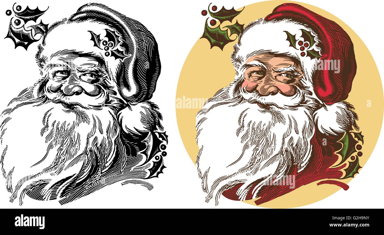 Vintage santa drawing hi-res stock photography and images - Alamy