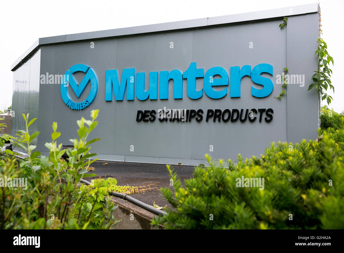 A logo sign outside of a facility occupied by Munters in Buena Vista ...