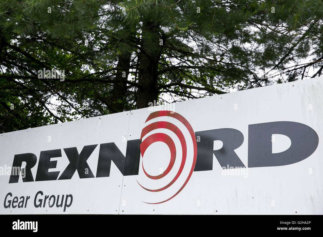 A logo sign outside of a facility occupied by the Rexnord Corporation ...