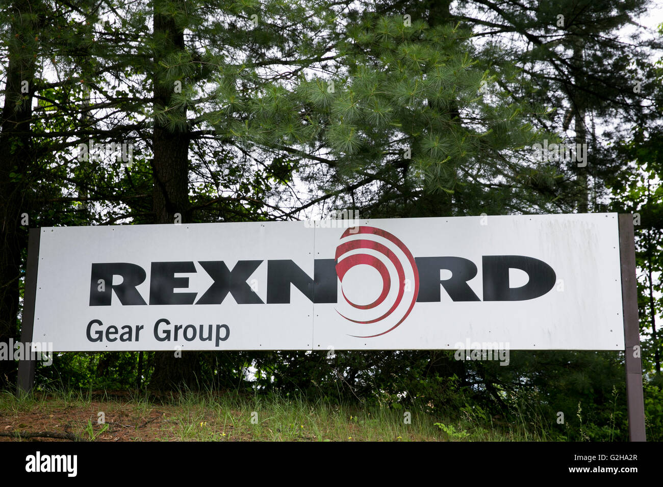 A logo sign outside of a facility occupied by the Rexnord Corporation ...