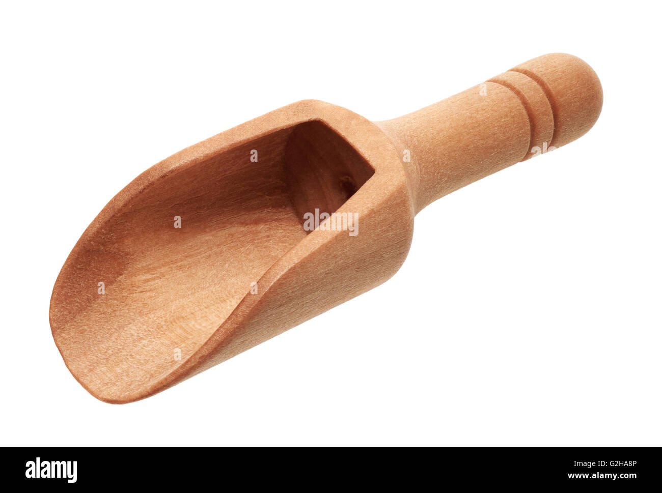 Isolated objects: empty small wooden scoop on white background Stock ...