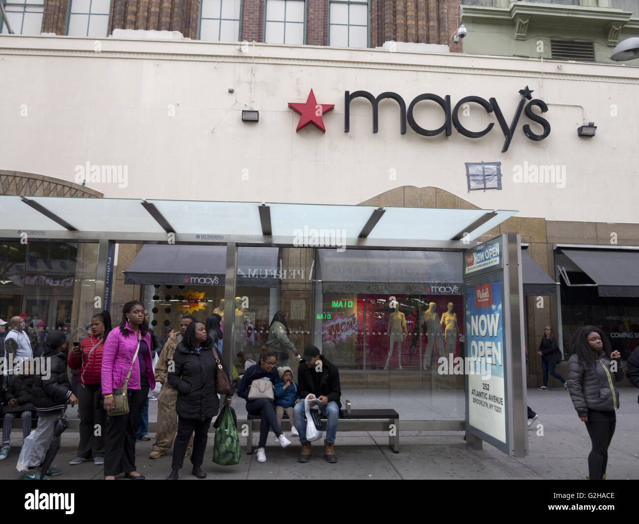 Shoppers wait for bus home at Albee Square mall in Downtown Brooklyn in ...
