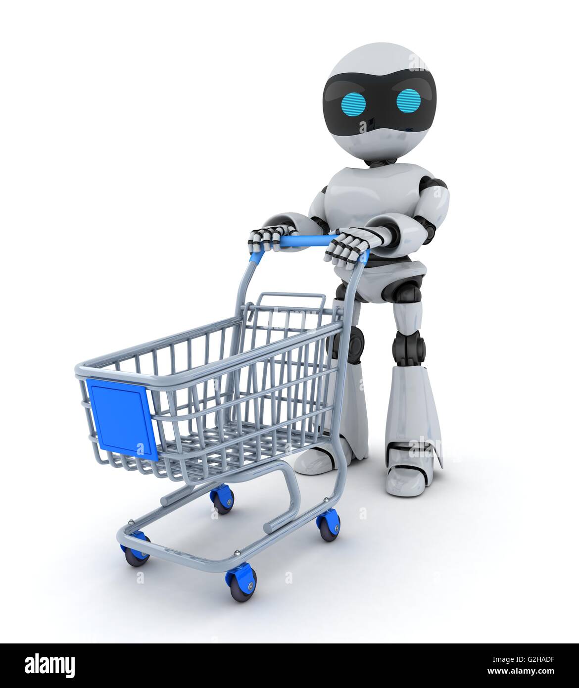 Robot and cart on white background(done in 3d Stock Photo - Alamy