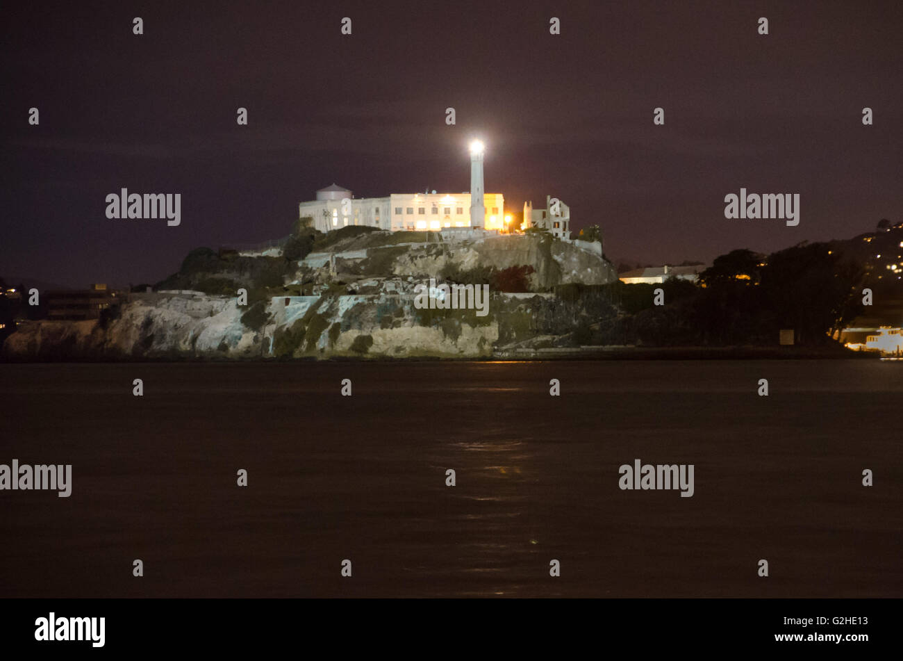 Alcatraz at night Stock Photo - Alamy