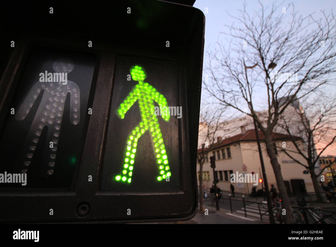Green man walking in Paris Stock Photo - Alamy