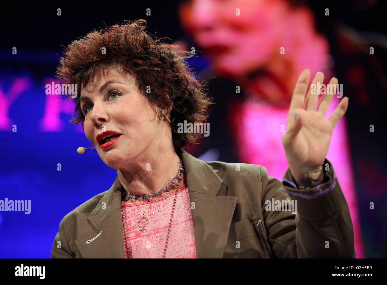 Hay on Wye, UK. Monday 30 May 2016 Ruby Wax talking about her book ...
