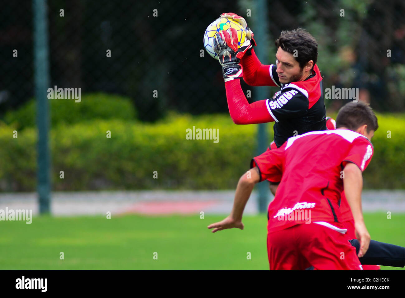 SAO PAULO, Brazil - 30/05/2015: TRAINING SPFC - Denis during training ...