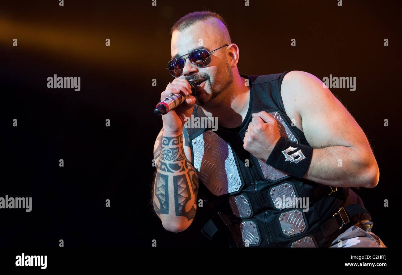 Munich, Germany. 29th May, 2016. Joakim Broden, singer of the band ...