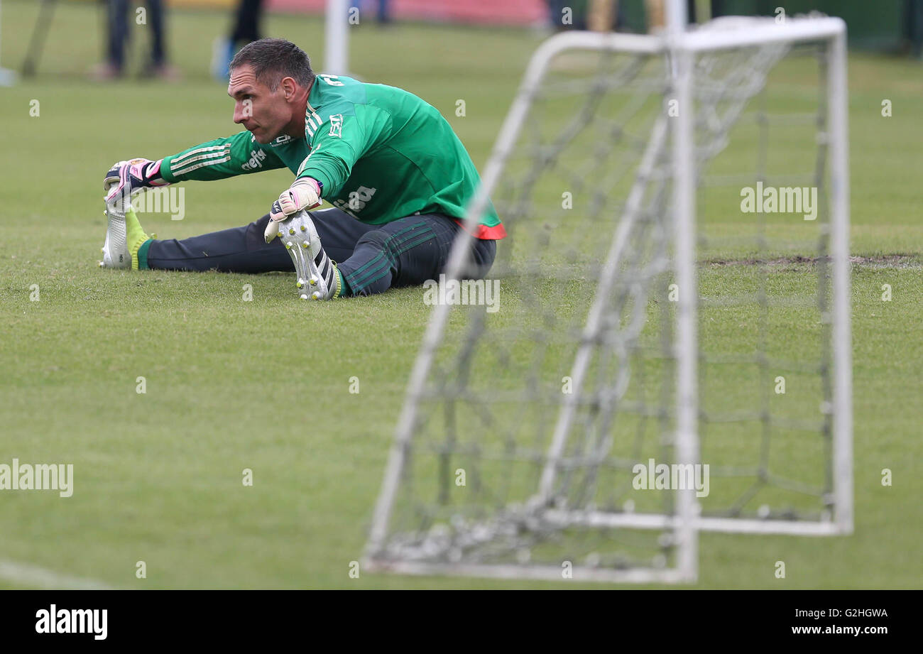 SAO PAULO, Brazil - 30/05/2016: TRAINING OF TREES - The goalkeeper ...