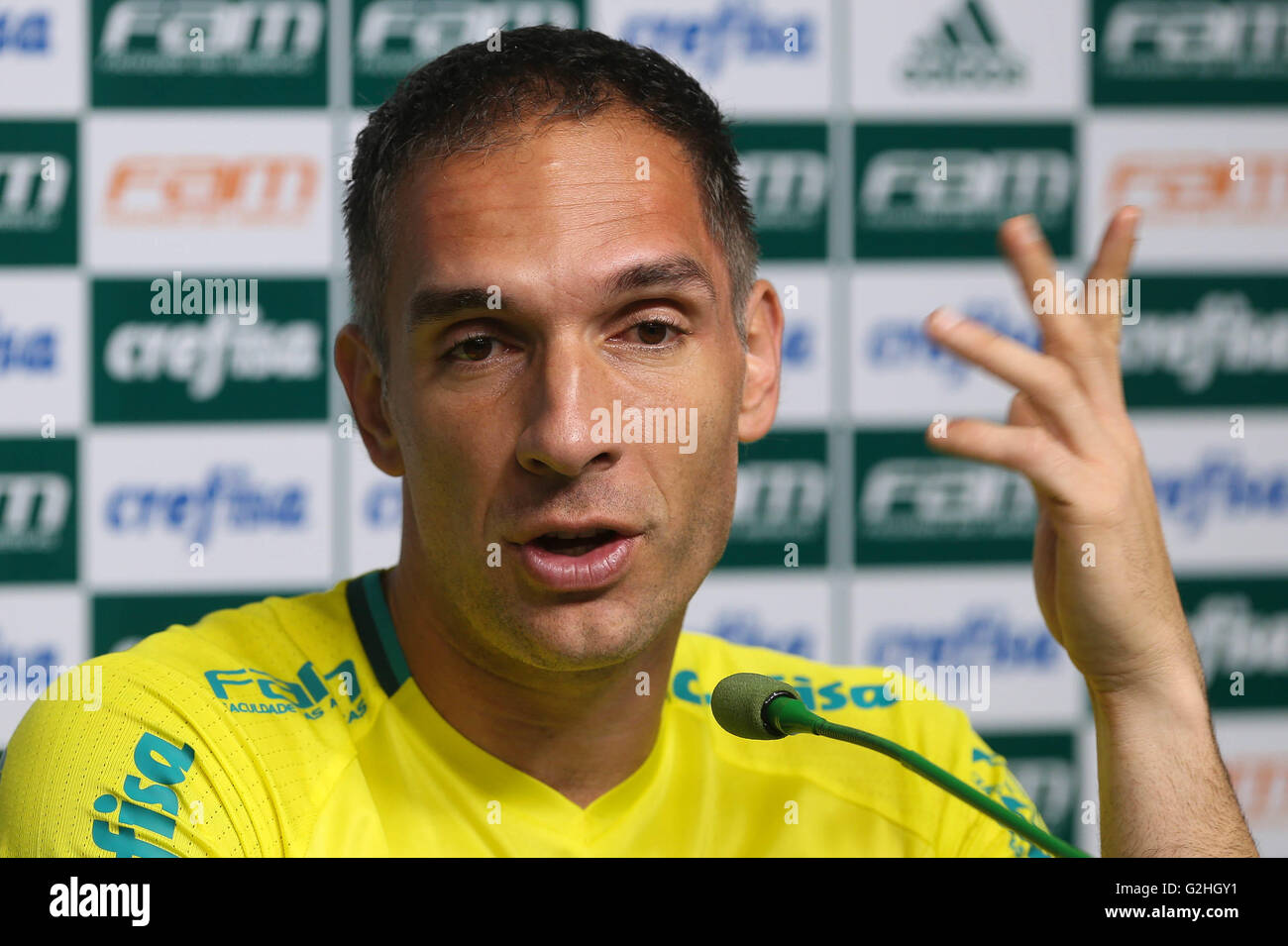 SAO PAULO, Brazil - 30/05/2016: TRAINING OF TREES - The goalkeeper ...