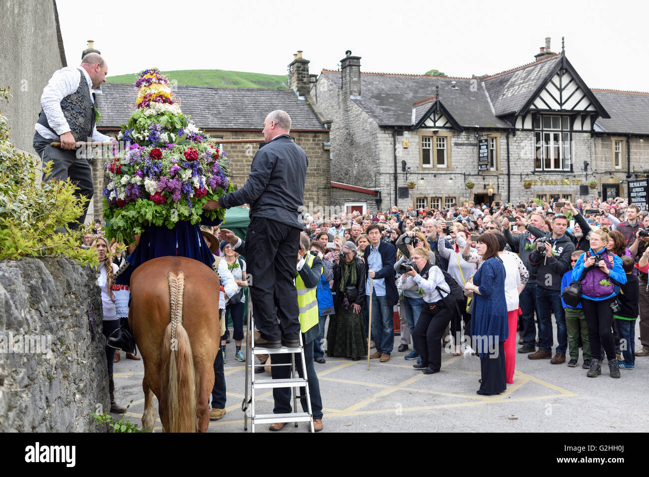 Castleton, Derbyshire, UK. 30th May, 2016. Ancient Garland Ceremony ...