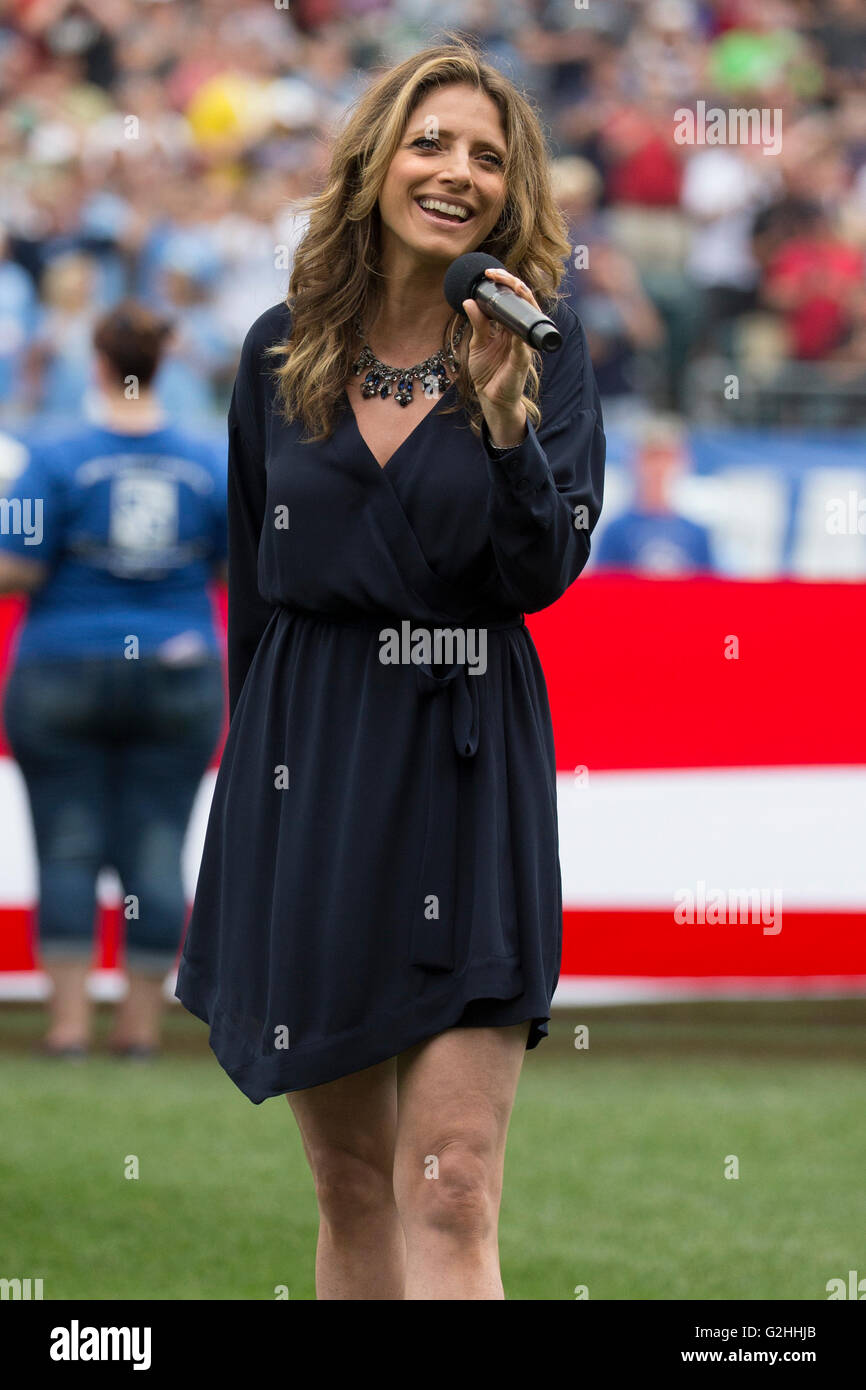 May 30, 2016: Janine Stange performs the National Anthem during the ...