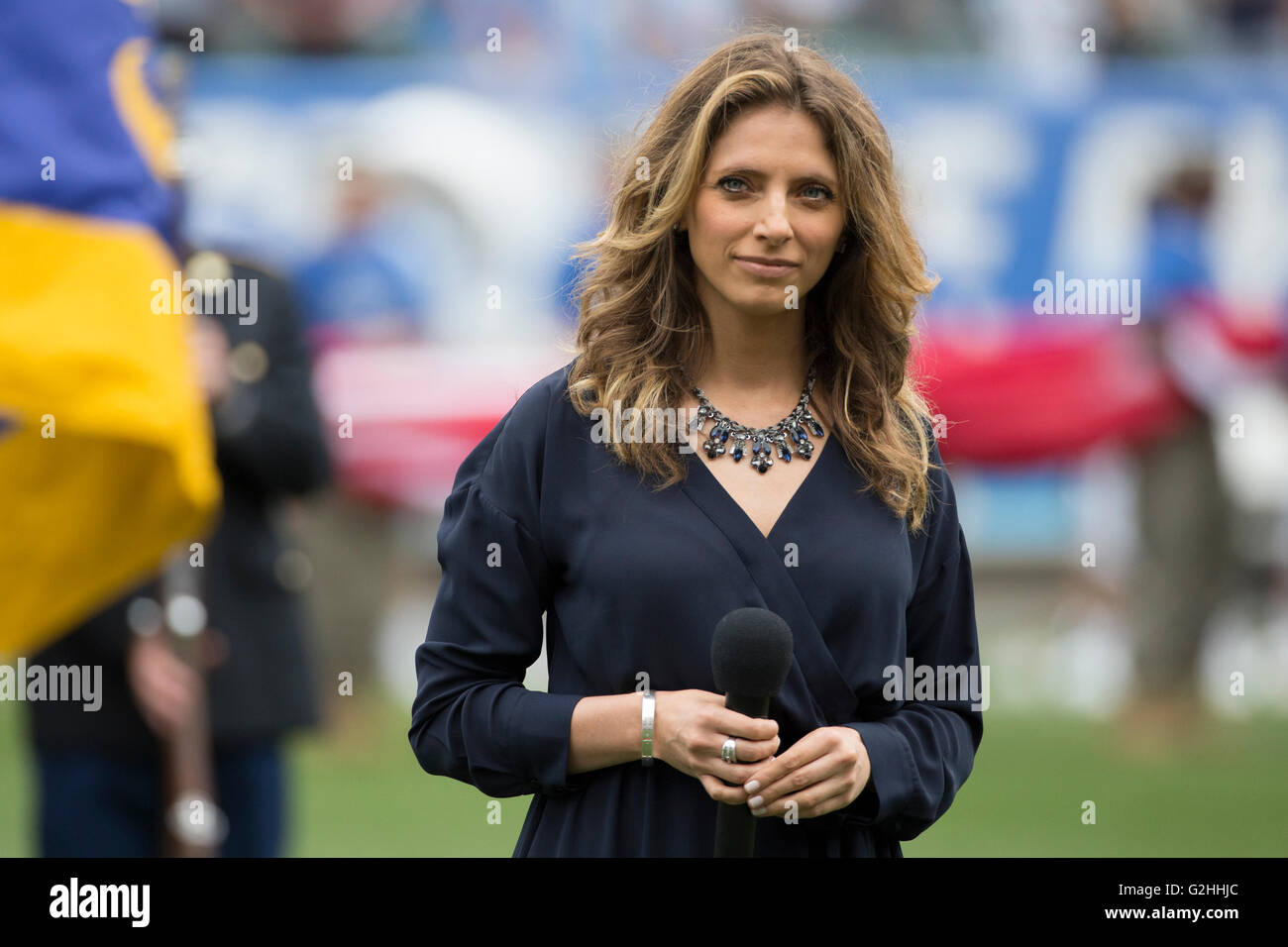 May 30, 2016: Janine Stange performs the National Anthem during the ...