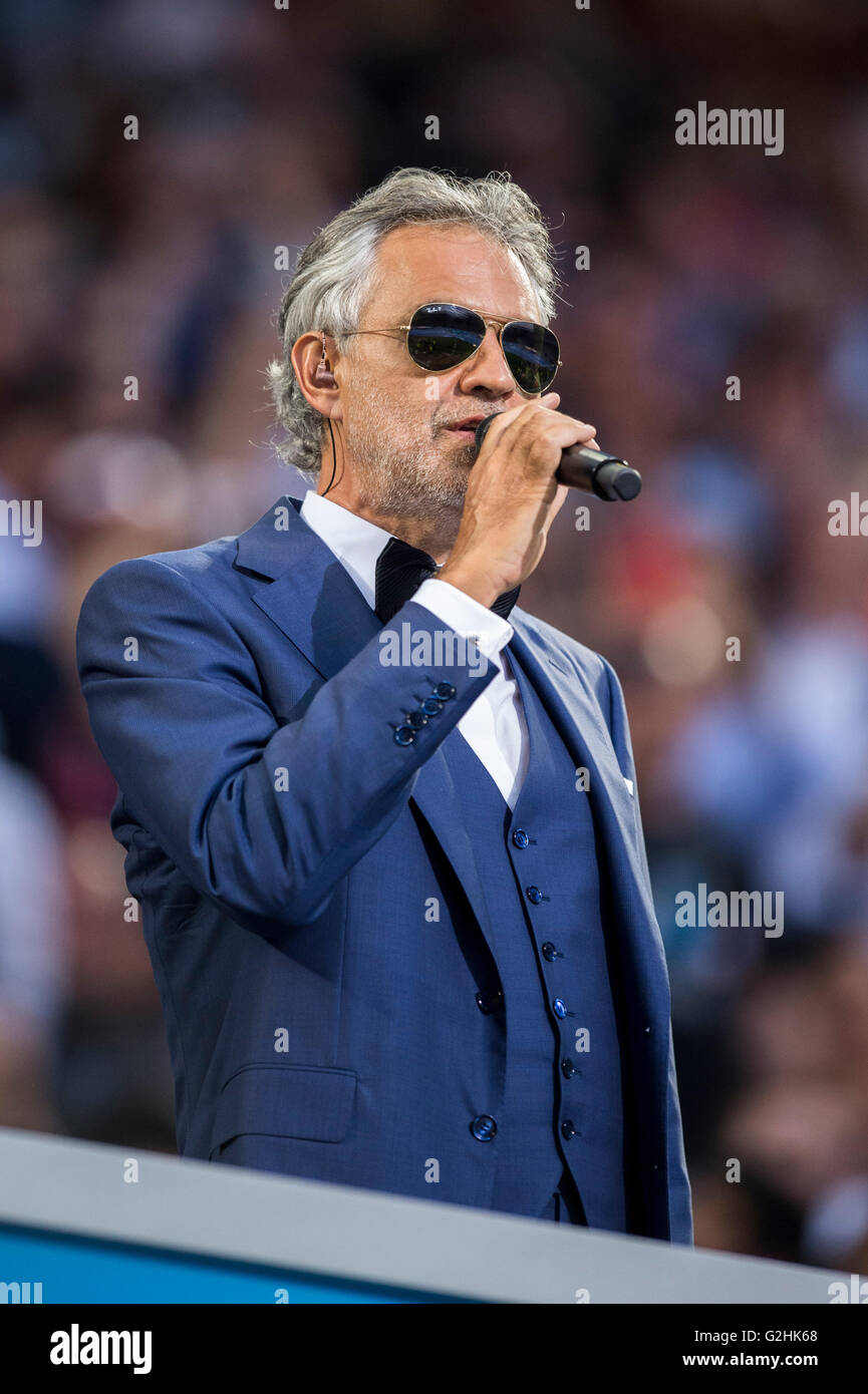 Milan, Italy. 28th May, 2016. Andrea Bocelli Football/Soccer : UEFA ...