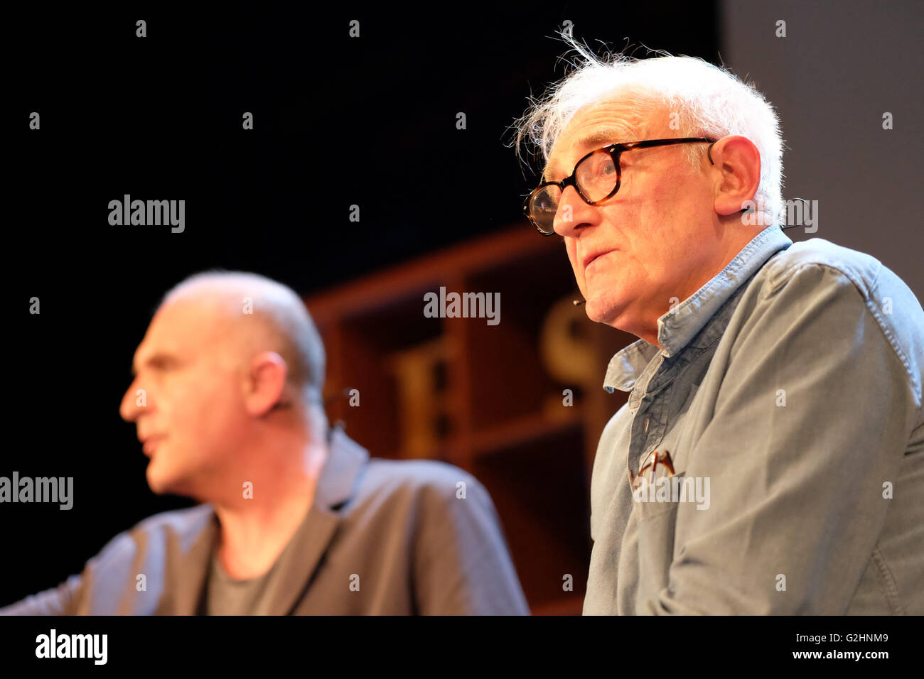 Hay Festival, Wales, UK - May 2016 - John Sutherland ( foreground ) on ...