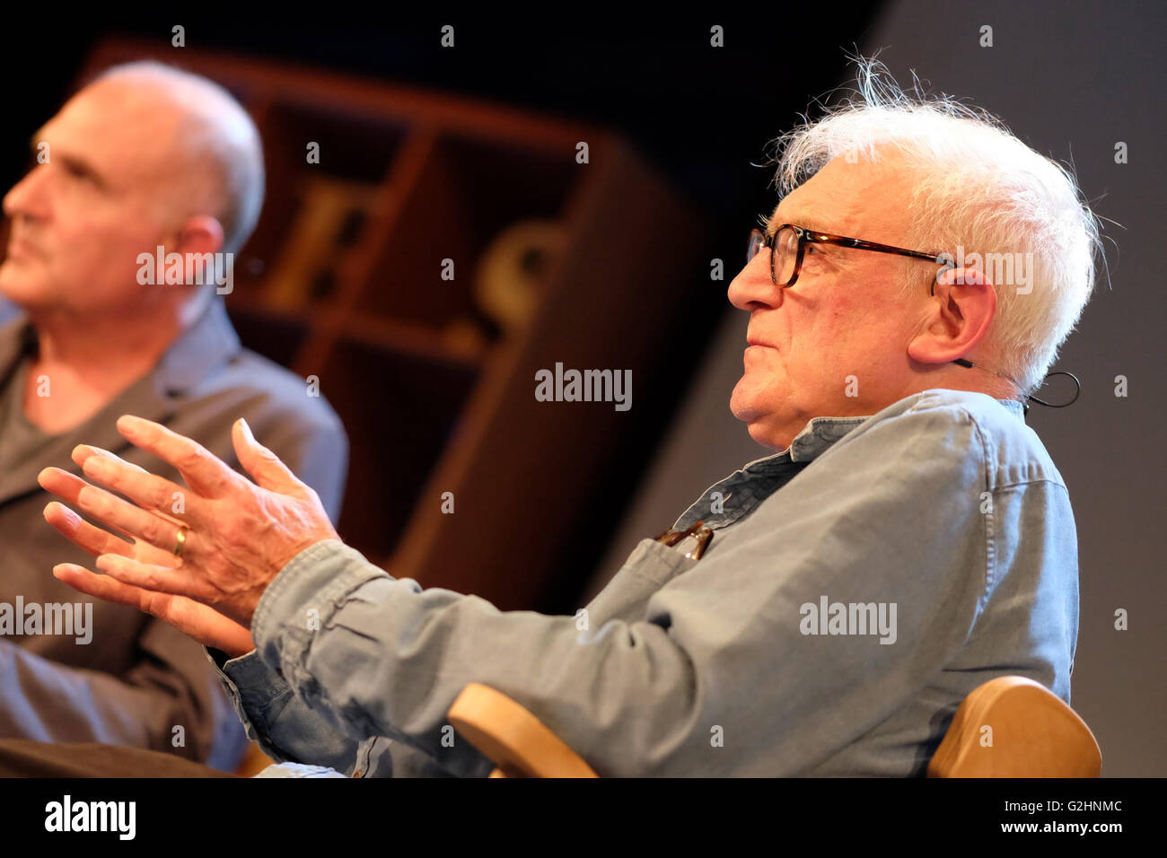 Hay Festival, Wales, UK - May 2016 - John Sutherland ( foreground ) on ...