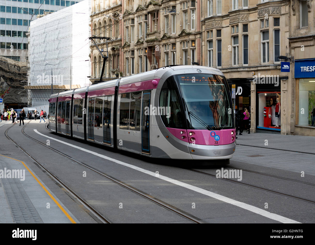 31st May 2016. Birmingham, West Midlands, England, UK. A tram operates ...