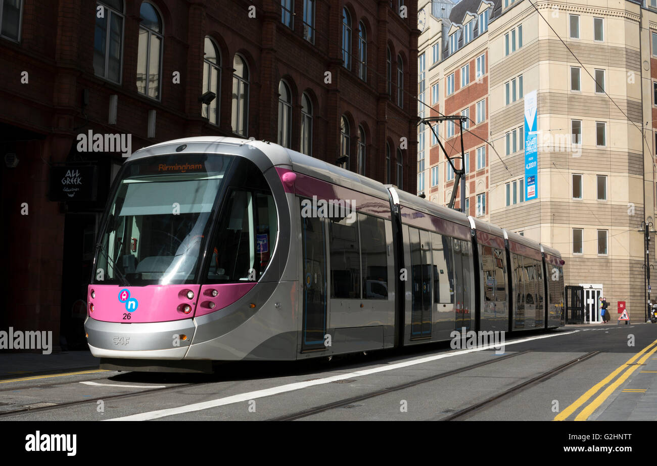 31st May 2016. Birmingham, West Midlands, England, UK. A tram operates ...